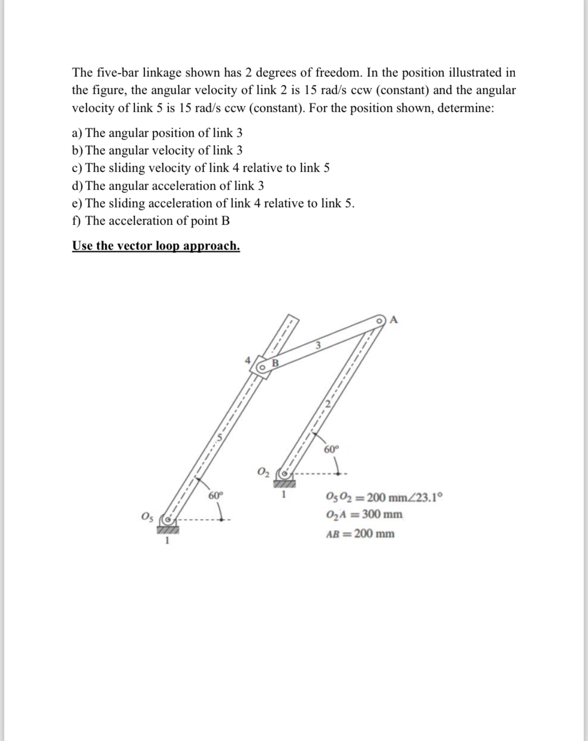 Solved The five-bar linkage shown has 2 ﻿degrees of freedom. | Chegg.com