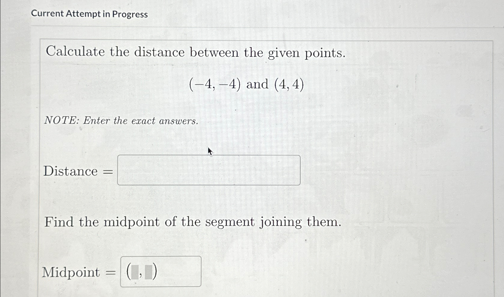 Solved Current Attempt in ProgressCalculate the distance | Chegg.com