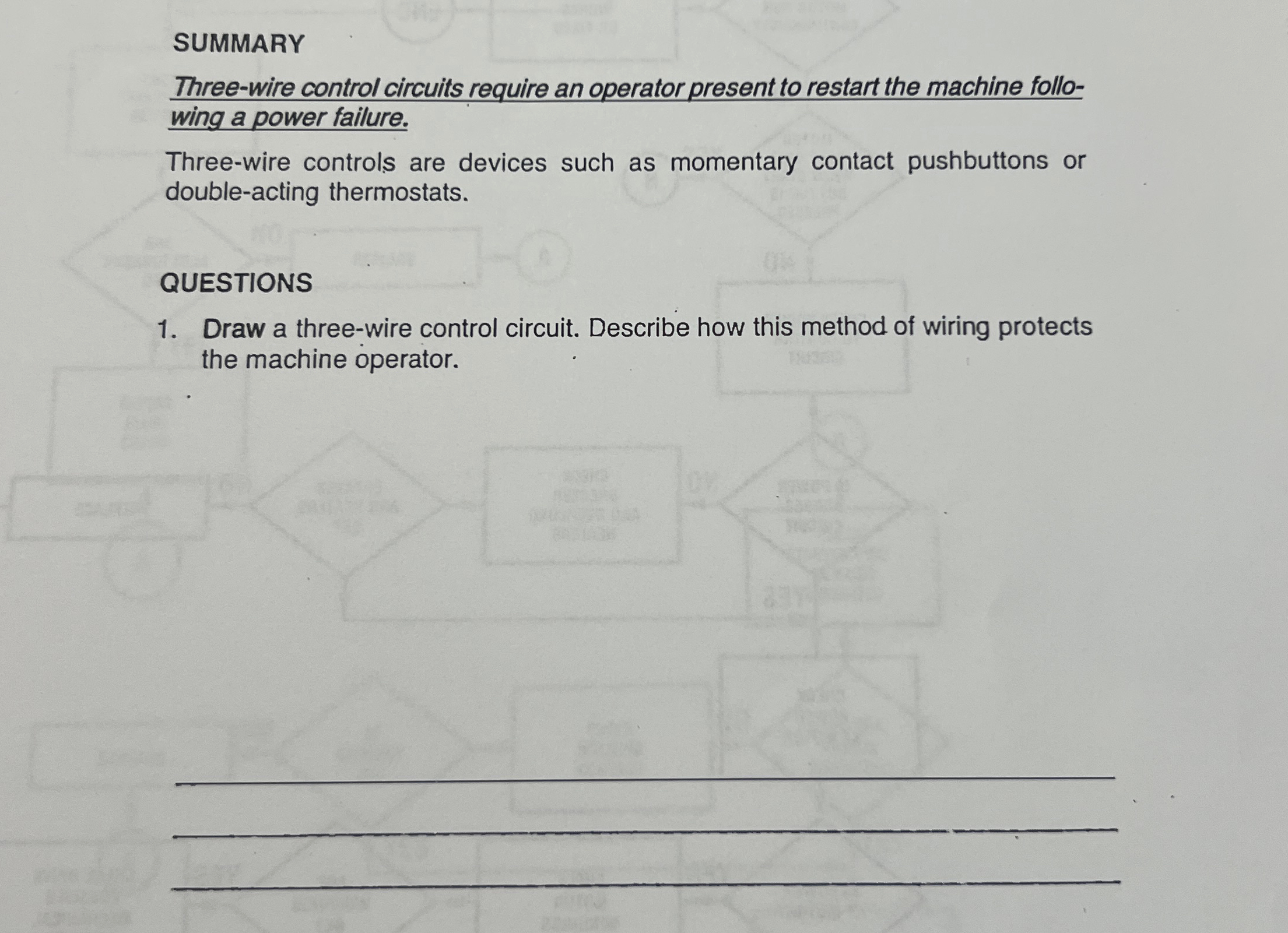 Solved SUMMARYThree-wire control circuits require an | Chegg.com