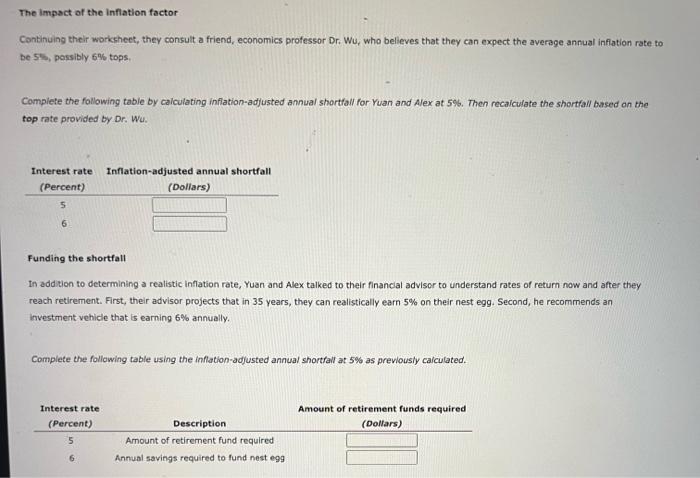 Solved Determining Retirement Shortfall Yuan and Alex have | Chegg.com
