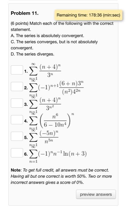 Solved (6 points) Match each of the following with the | Chegg.com