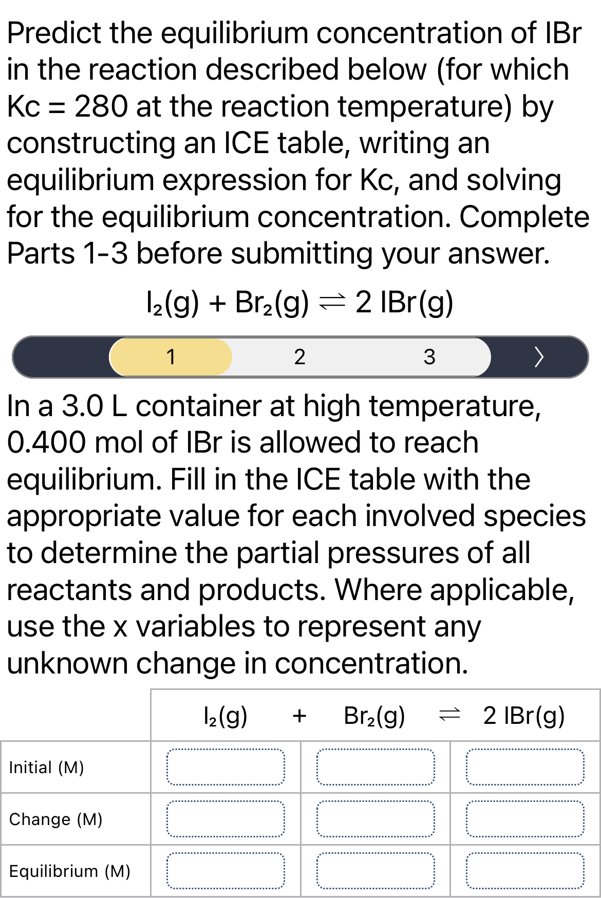 Solved Predict the equilibrium concentration of IBr in the | Chegg.com