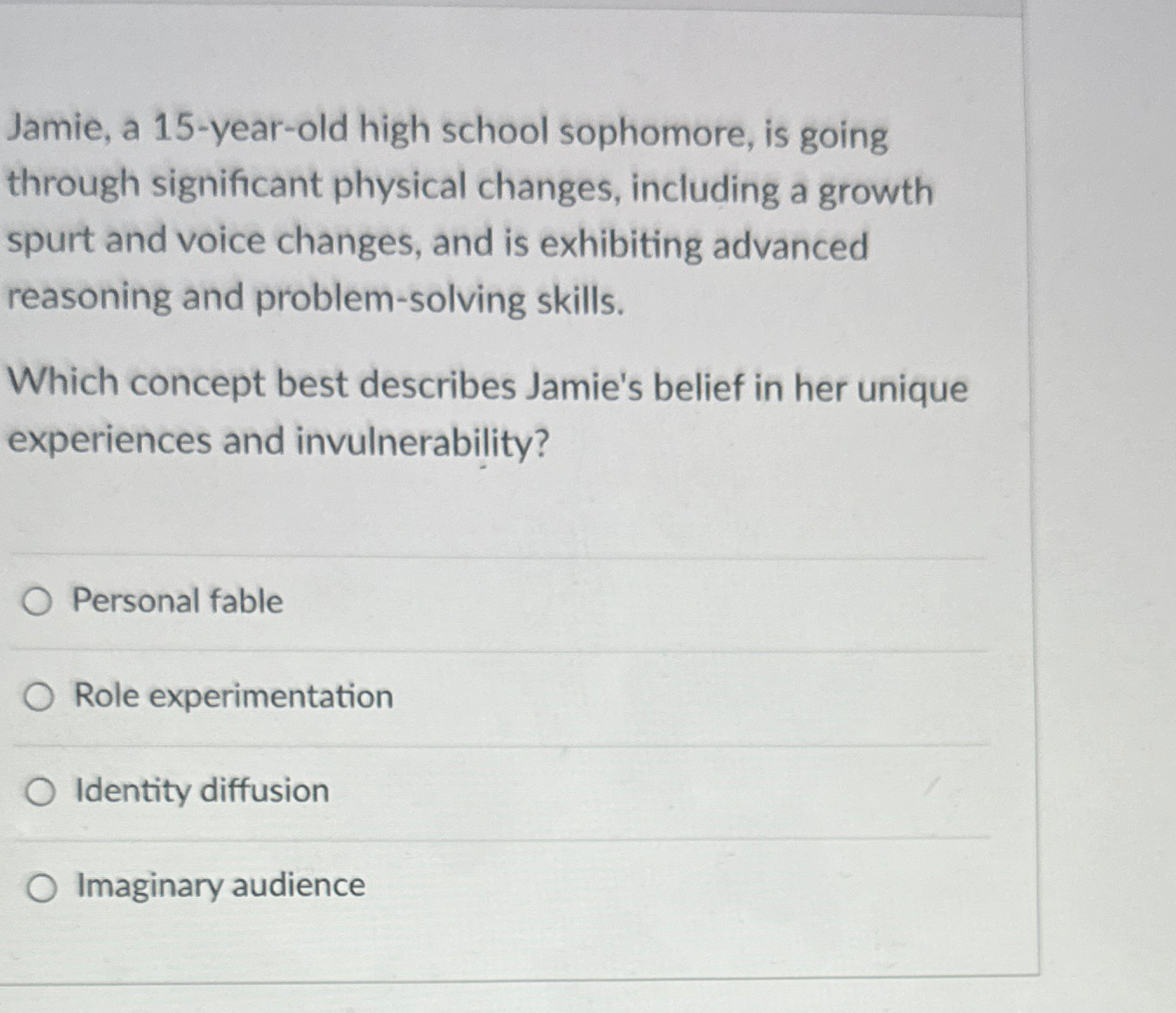 Solved Jamie, a 15-year-old high school sophomore, is going | Chegg.com