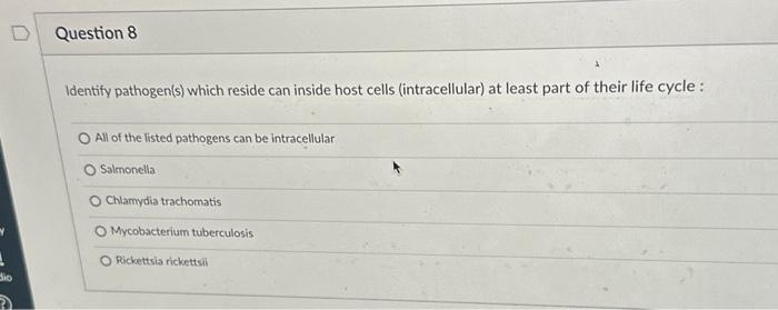 Solved Identify pathogen(s) which reside can inside host | Chegg.com
