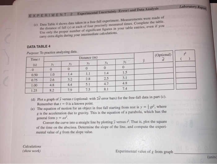 Solved Laboratory Report 2 EXPERIMENT Experimental | Chegg.com