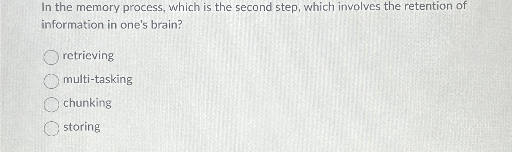 In the memory process, which is the second step, | Chegg.com