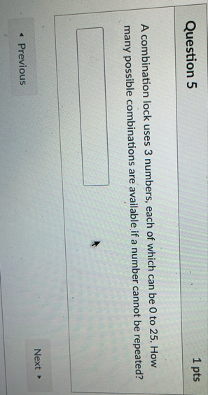 Solved Question 51 ﻿ptsA combination lock uses 3 ﻿numbers, | Chegg.com