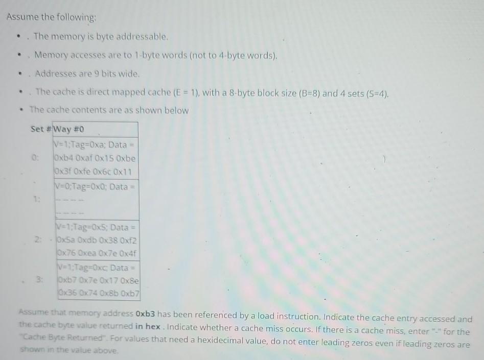 Solved Assume the following: .. The memory is byte | Chegg.com