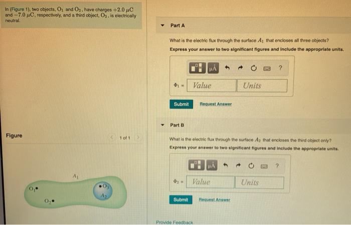 Solved In (Figure 1), two objects, O, and O2, have charges | Chegg.com