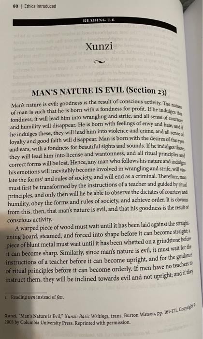 please help me to explain the point Xunzi is making | Chegg.com