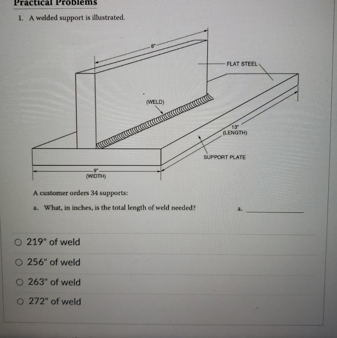 Solved Practical ProblemsA welded support is illustrated.A | Chegg.com