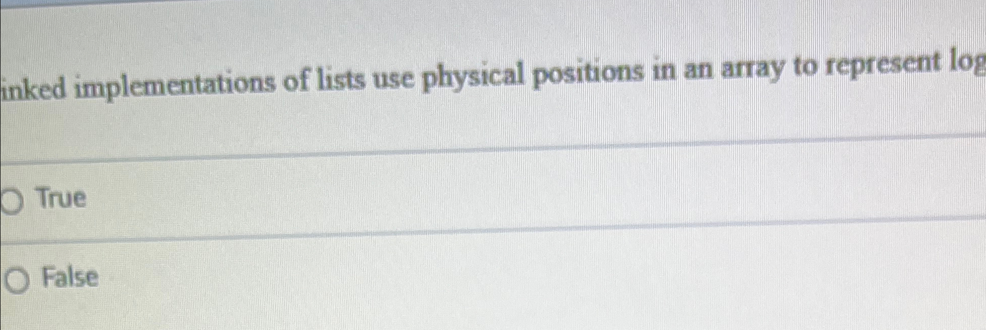 Solved inked implementations of lists use physical positions | Chegg.com