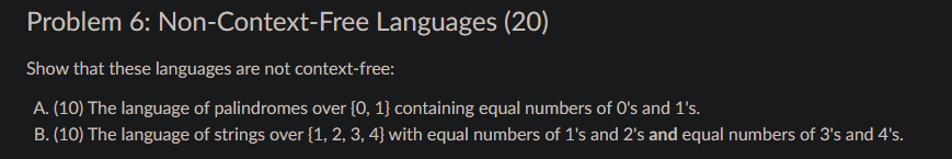 Solved Problem 6: Non-Context-Free LanguagesShow that these | Chegg.com
