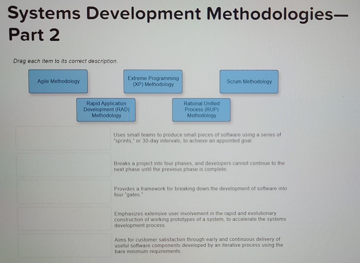 Solved Systen Drag each item to its correct description. | Chegg.com