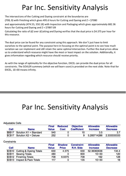 Solved 1. Refer to the Par Inc. problem. If we change the | Chegg.com