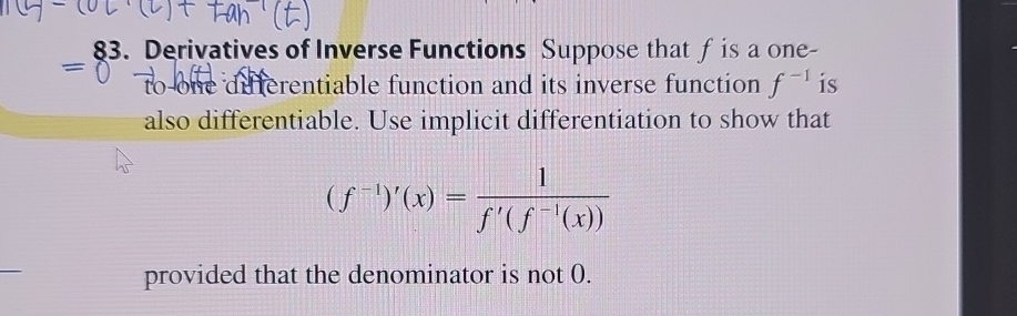 Solved Derivatives of Inverse Functions Suppose that f ﻿is a | Chegg.com