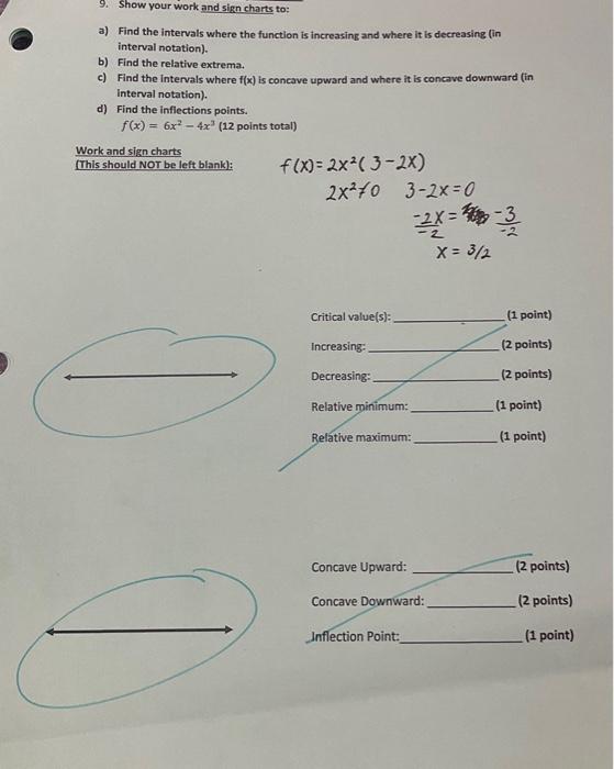 Solved 9. Show your work and sign charts to: a) Find the | Chegg.com