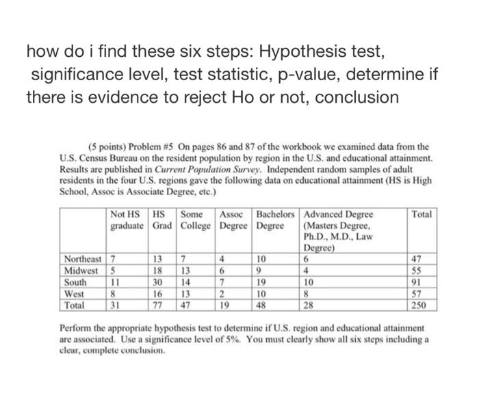 Solved how do i find these six steps: Hypothesis test, | Chegg.com