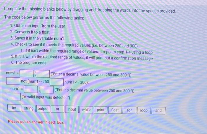 Solved Complete the missing blanks below by dragging and | Chegg.com