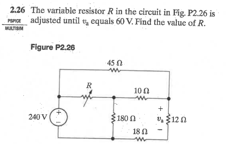 Solved 2.26 ﻿The variable resistor R ﻿in the circuit in Fig. | Chegg.com