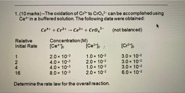 Solved 1.(10 marks) -The oxidation of Cr3+ to CrO42-can be | Chegg.com