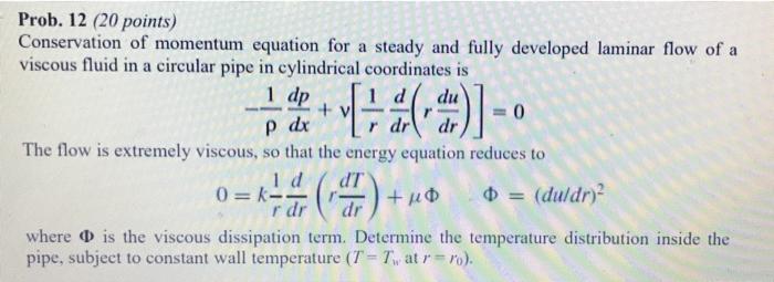 Solved Prob. 10 (6 points) Calculate thermal entrance length | Chegg.com