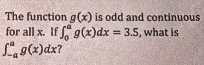 Solved The function g(x) is odd and continuous for all x. If | Chegg.com