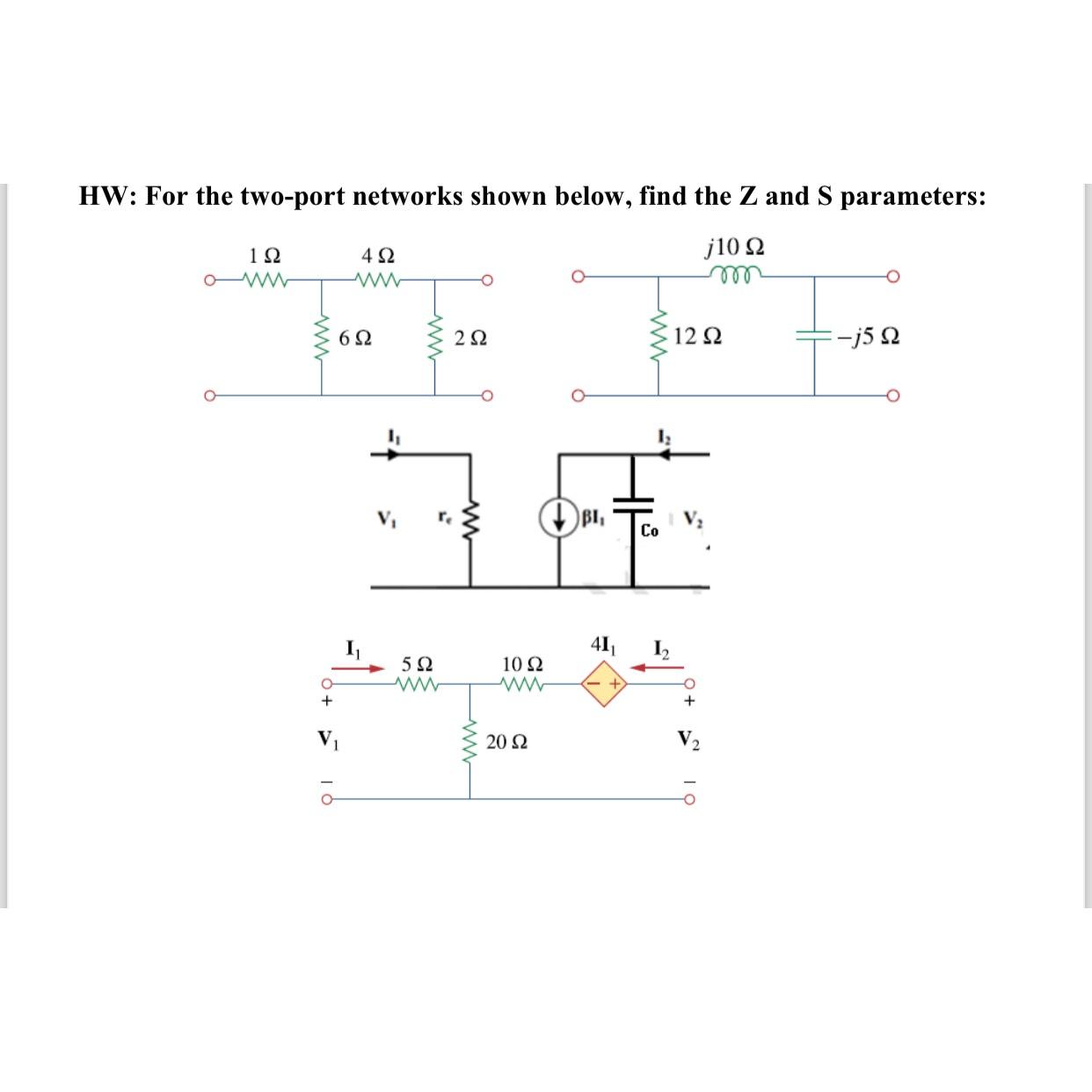 Solved HW: For the two-port networks shown below, find the Z | Chegg.com