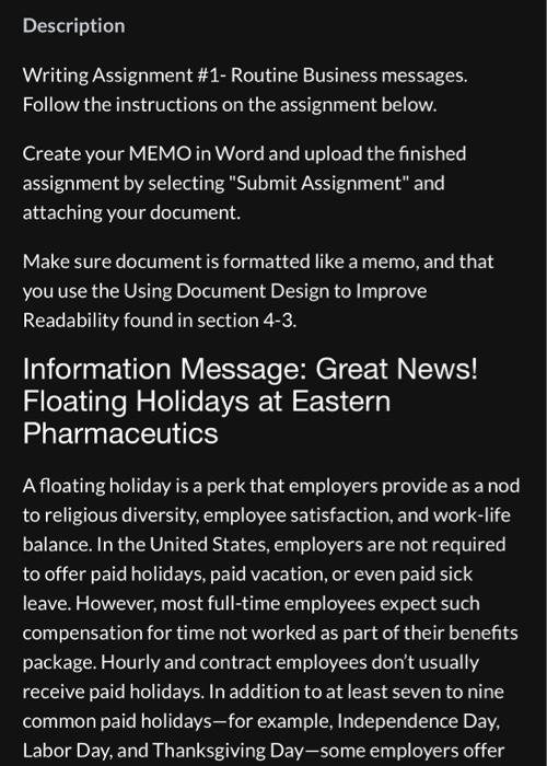 Solved Writing Assignment #1- Routine Business messages. | Chegg.com