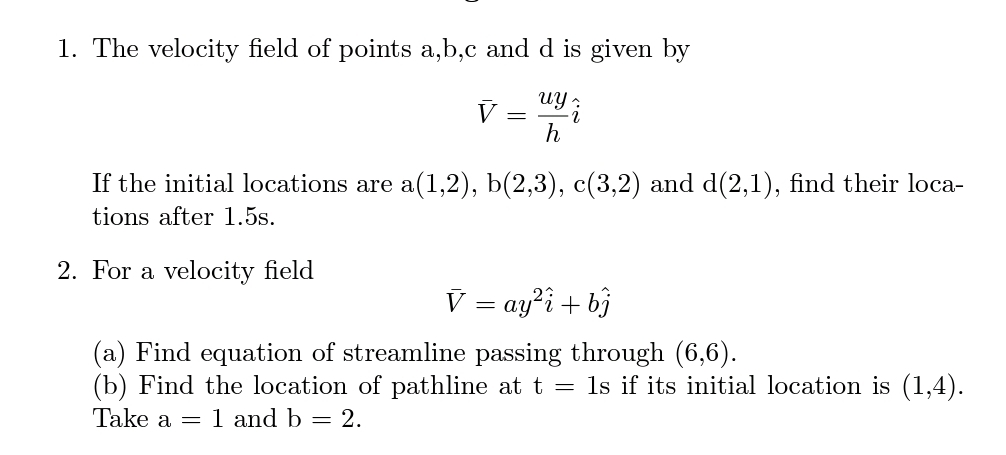Solved The velocity field of points a,b,c and d ﻿is given | Chegg.com