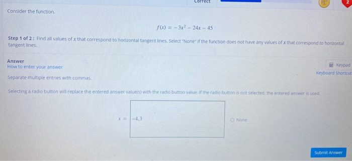 Solved Consider the function. f(x) = - 3x2 - 24x - 45 Step 1 | Chegg.com