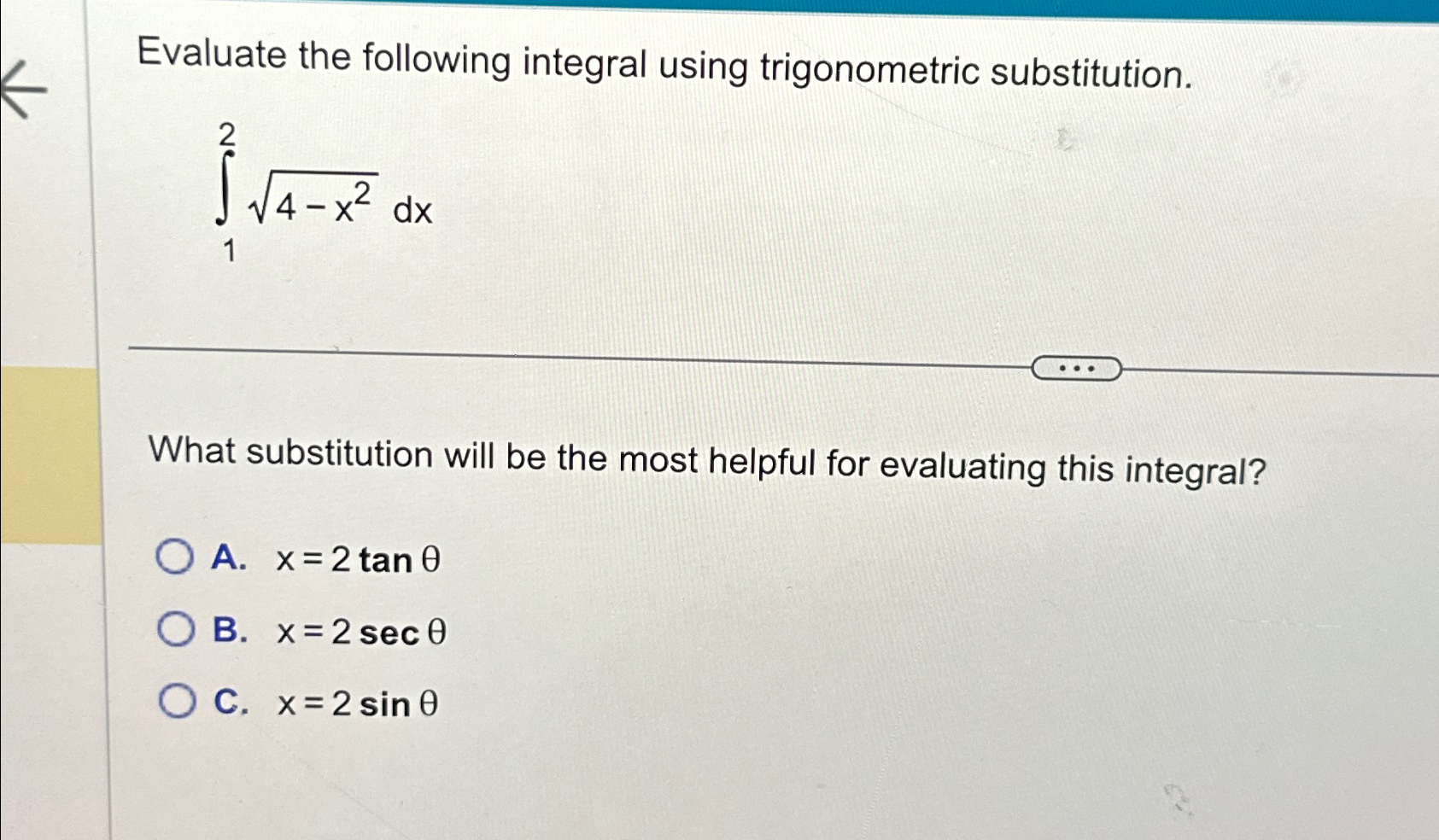 Solved Evaluate the following integral using trigonometric | Chegg.com