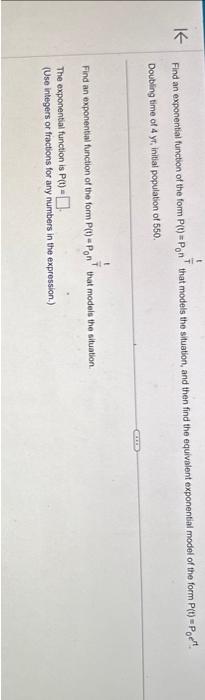 Solved Find an exponential function of the fom P(t)=P0nTT | Chegg.com