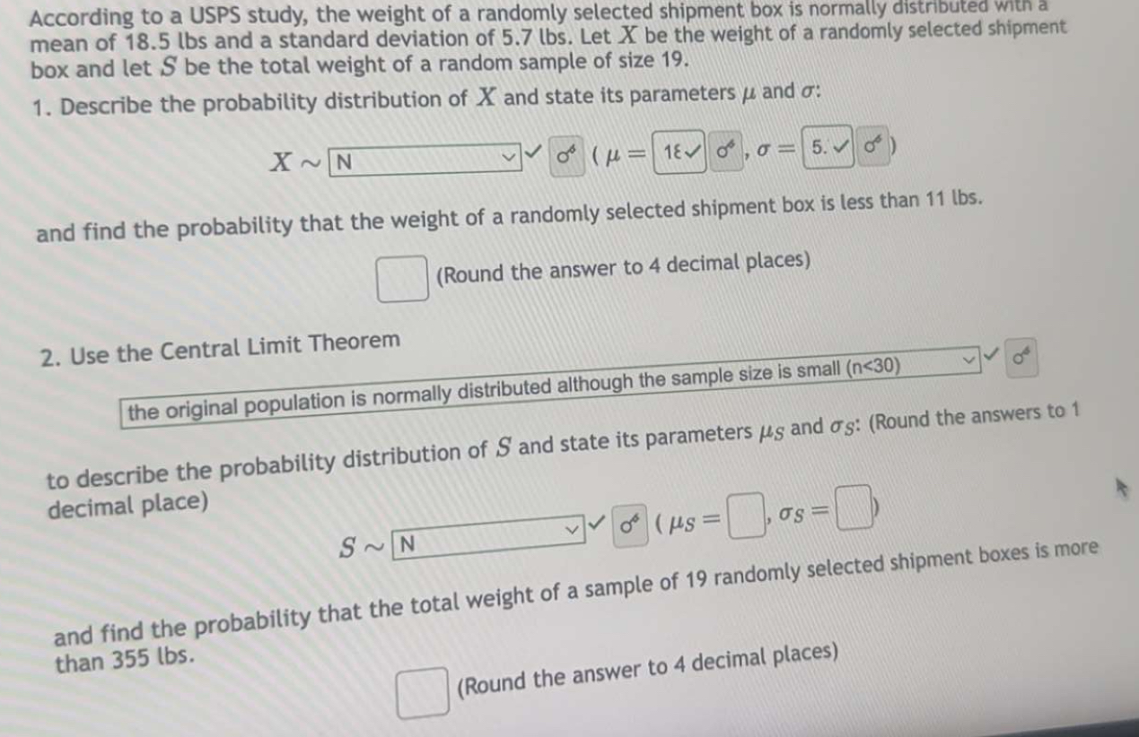 Solved According to a USPS study, the weight of a randomly | Chegg.com