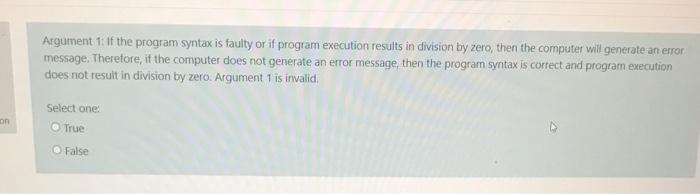 Solved Argument 1 If The Program Syntax Is Faulty Or If