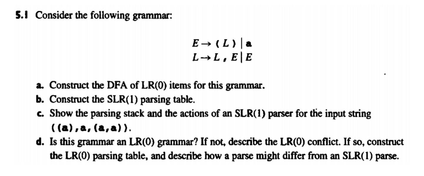 Solved 5.1 Consider the following grammar: E → (L) la LL, EE | Chegg.com Solved 5.1 Consider the following grammar: E → (L) la LL, EE | Chegg.com
