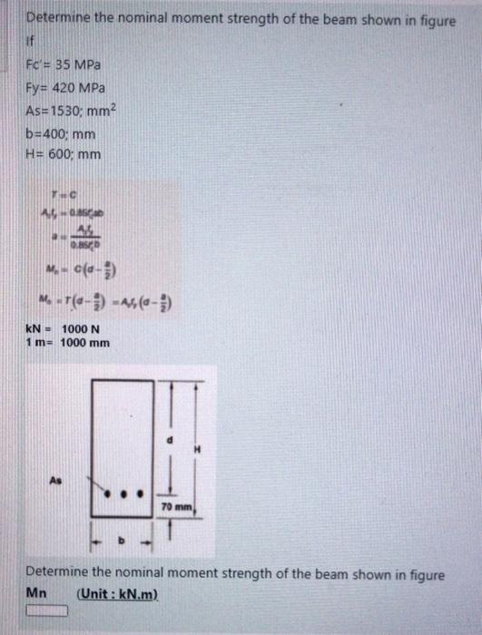 Solved Determine the nominal moment strength of the beam | Chegg.com