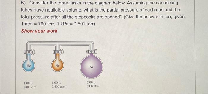 Solved B) Consider the three flasks in the diagram below. | Chegg.com