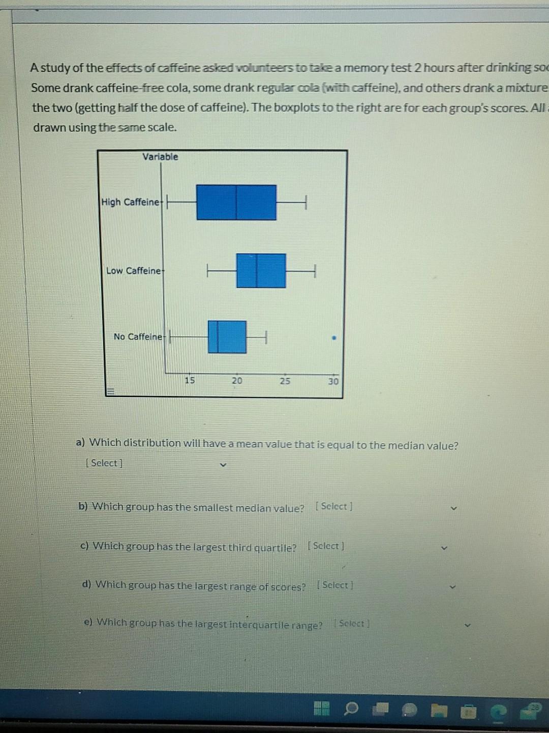 Solved Question 75 pts A study of the effects of caffeine | Chegg.com