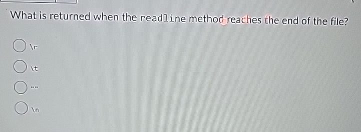 What is returned when the readline method reaches the | Chegg.com
