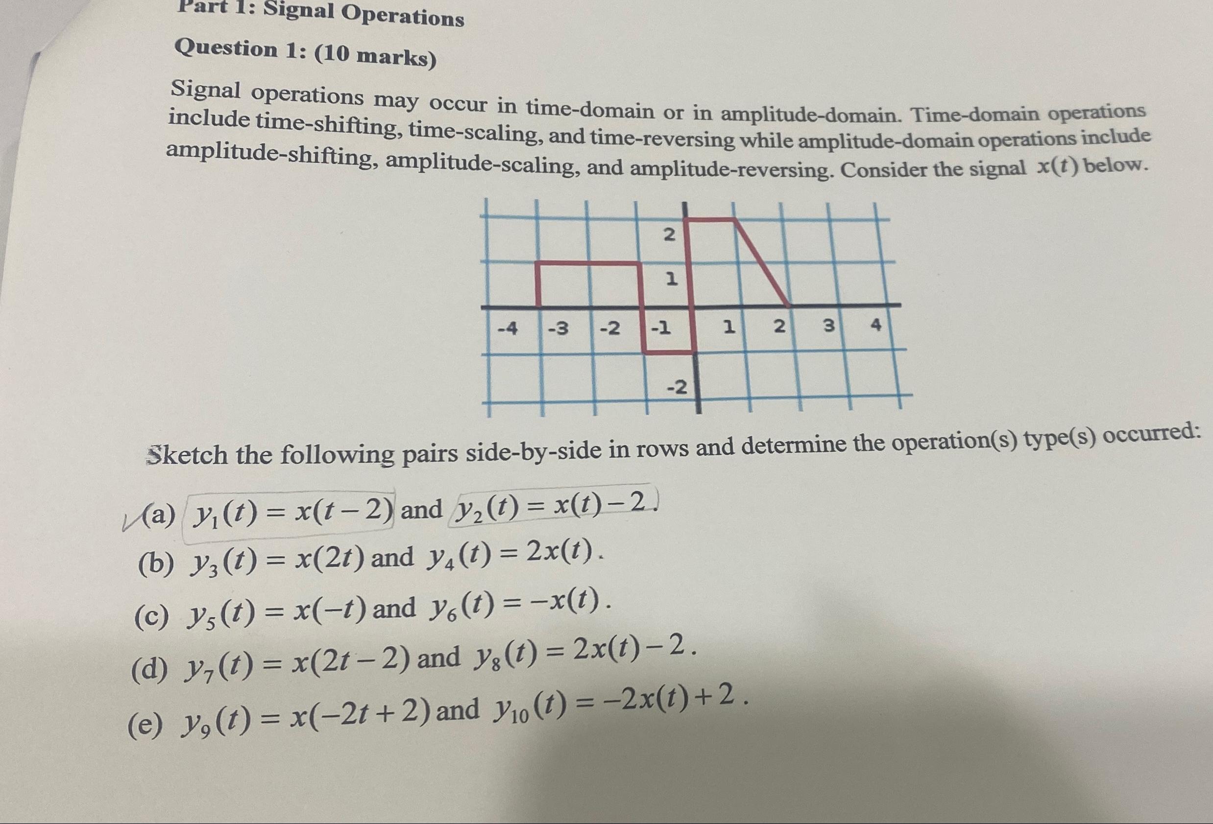Solved Question 1: (10 ﻿marks)Signal operations may occur in | Chegg.com