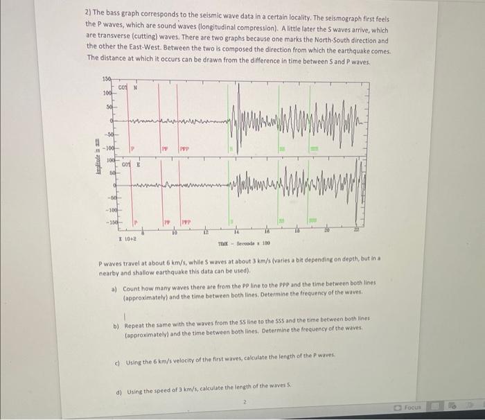 2) The bass graph corresponds to the seismic wave | Chegg.com