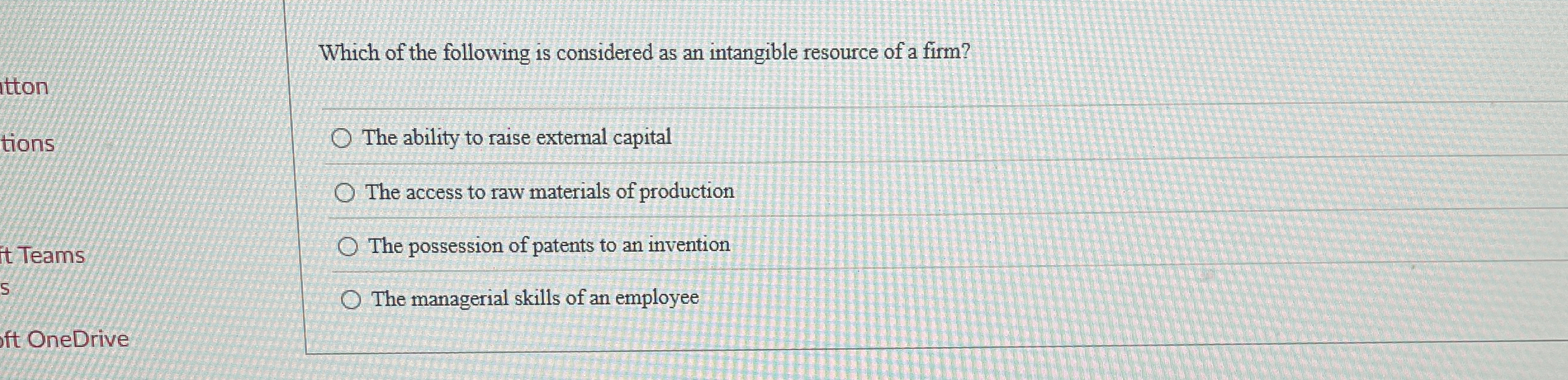 Solved Which of the following is considered as an intangible | Chegg.com