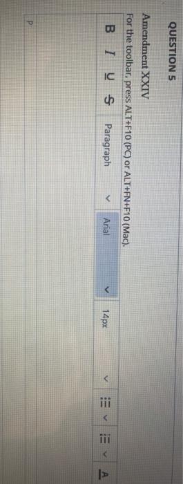 Solved QUESTIONS Amendment XXIV For the toolbar, press | Chegg.com