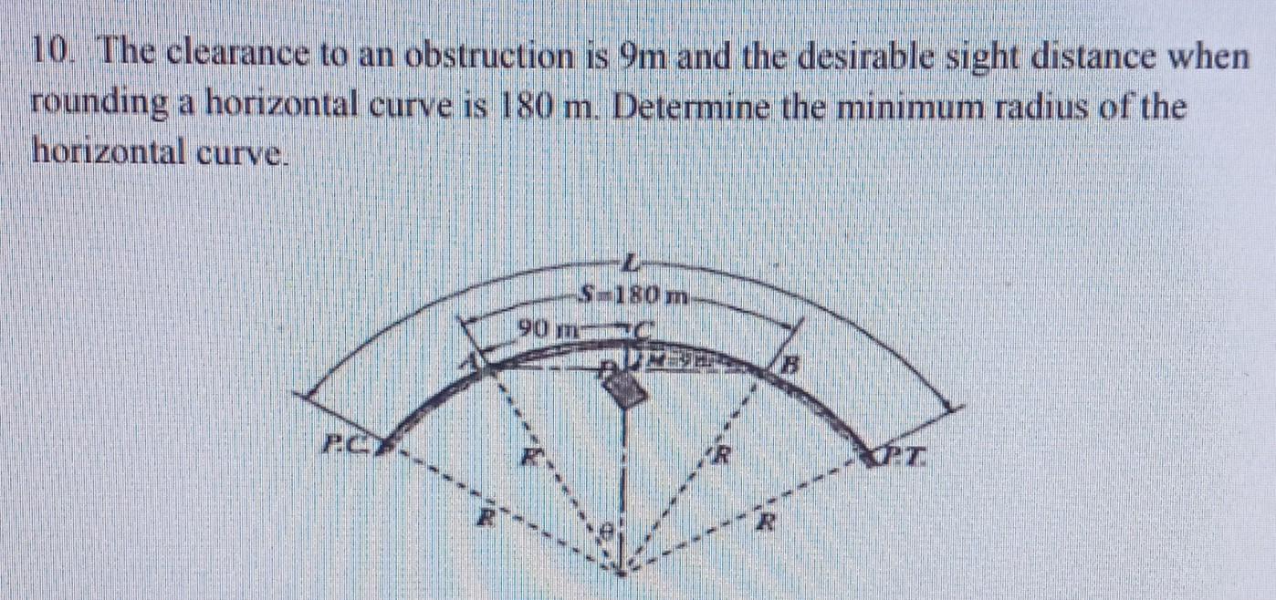 Solved 10. The clearance to an obstruction is 9m and the | Chegg.com