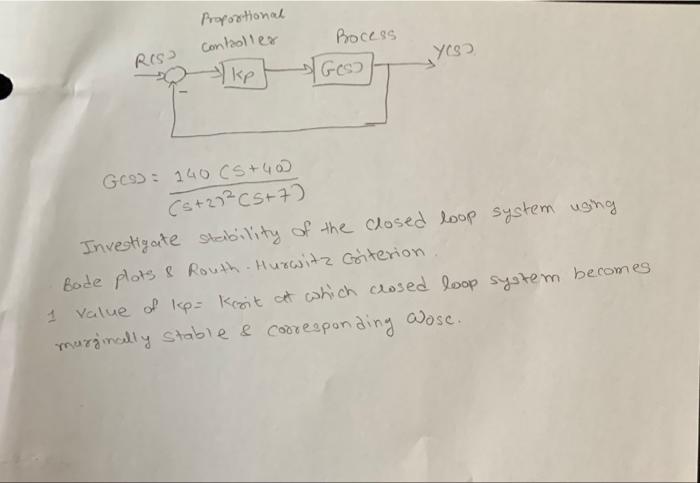 Solved Proportional Controller Boccio RIS yo Ike Ge GO:140 | Chegg.com