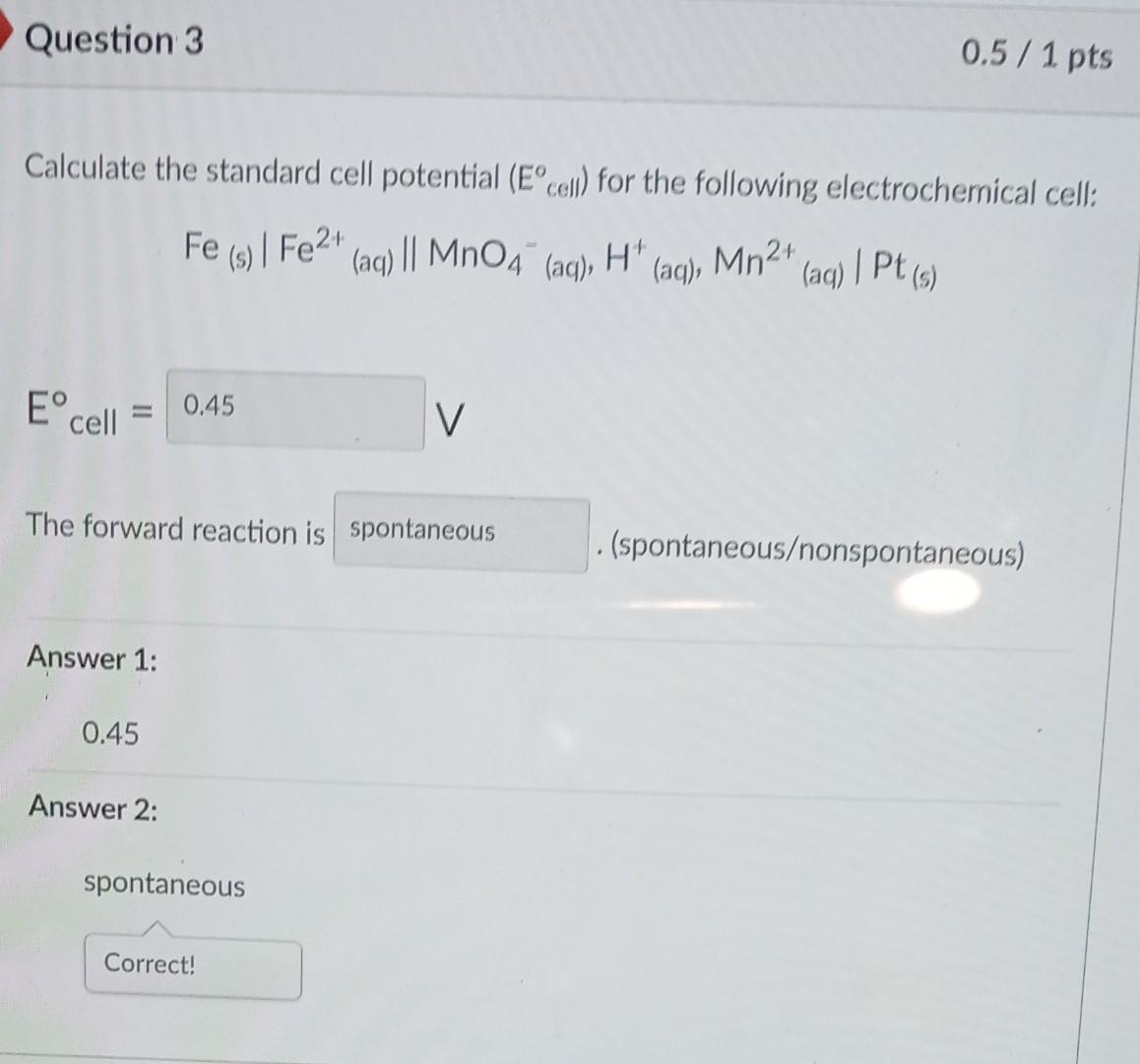 Solved Calculate the standard cell potential (Eºcell) for | Chegg.com