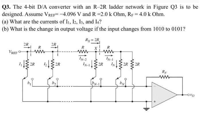 Solved Q3. The 4-bit D/A converter with an R−2R ladder | Chegg.com