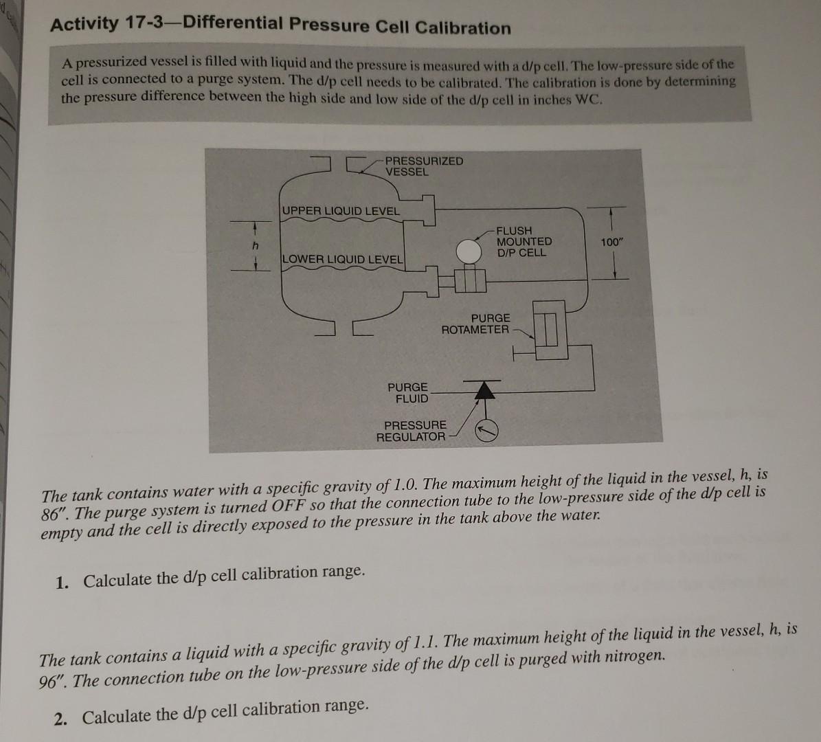 Activity 17-3-Differential Pressure Cell Calibration | Chegg.com