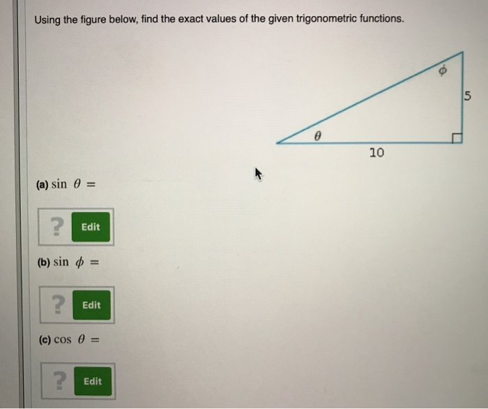 Solved Using the figure below, find the exact values of the | Chegg.com